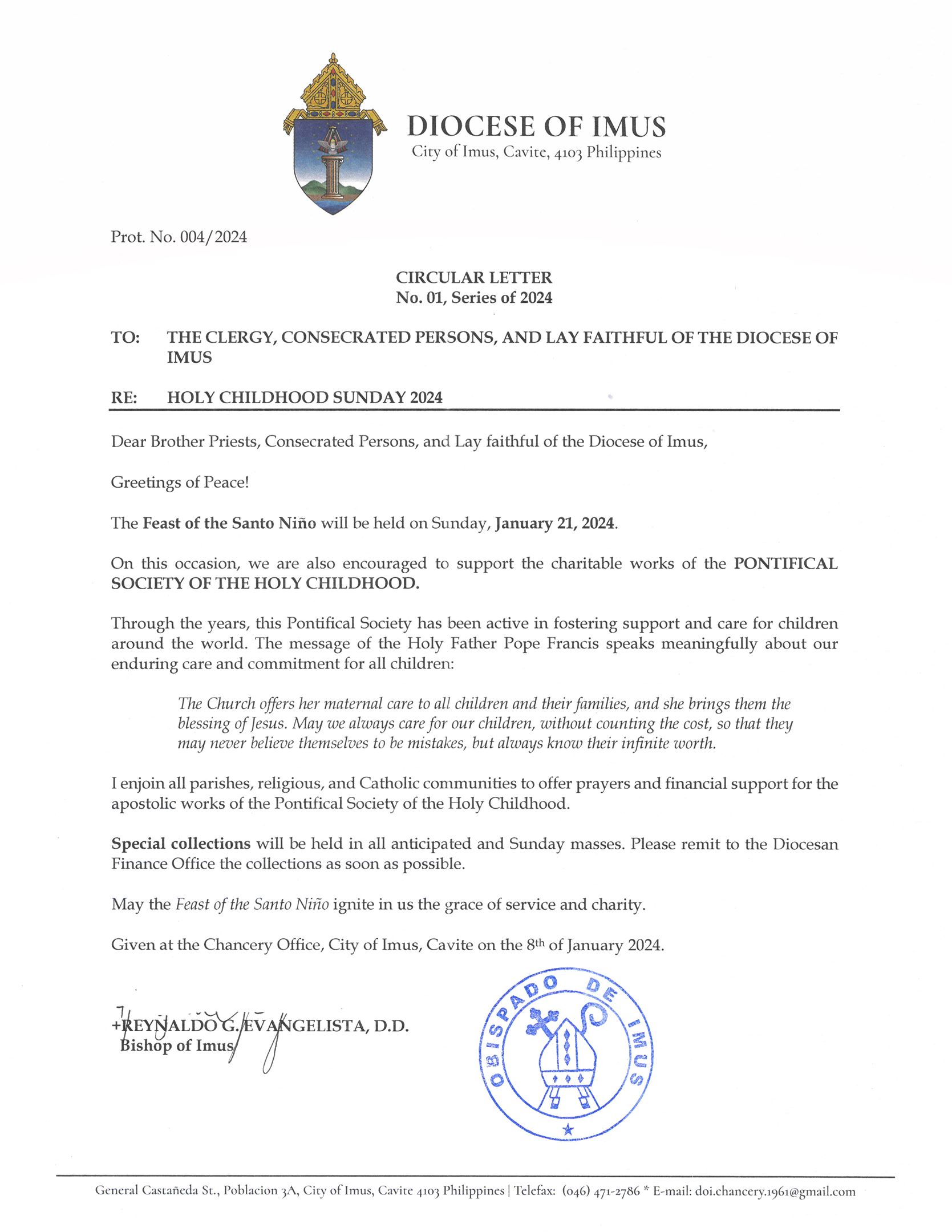 Diocese of Imus - No. 01, Series of 2024