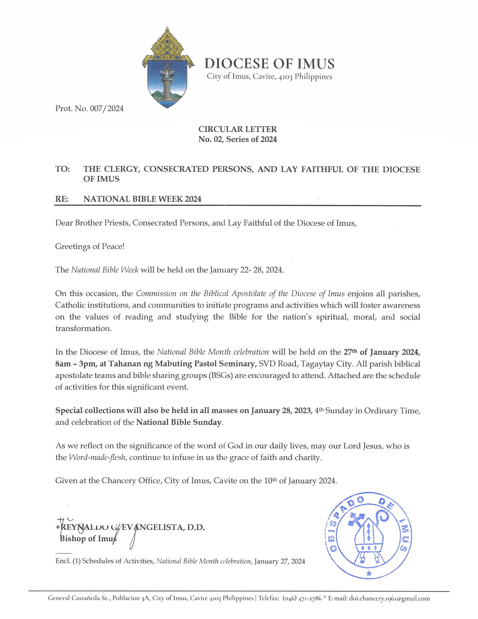 Diocese of Imus - No. 02, Series of 2024